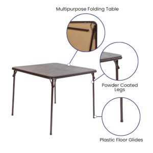 EMMA + OLIVER Brown Foldable Card Table with Vinyl Table Top - Game Table - Portable Table