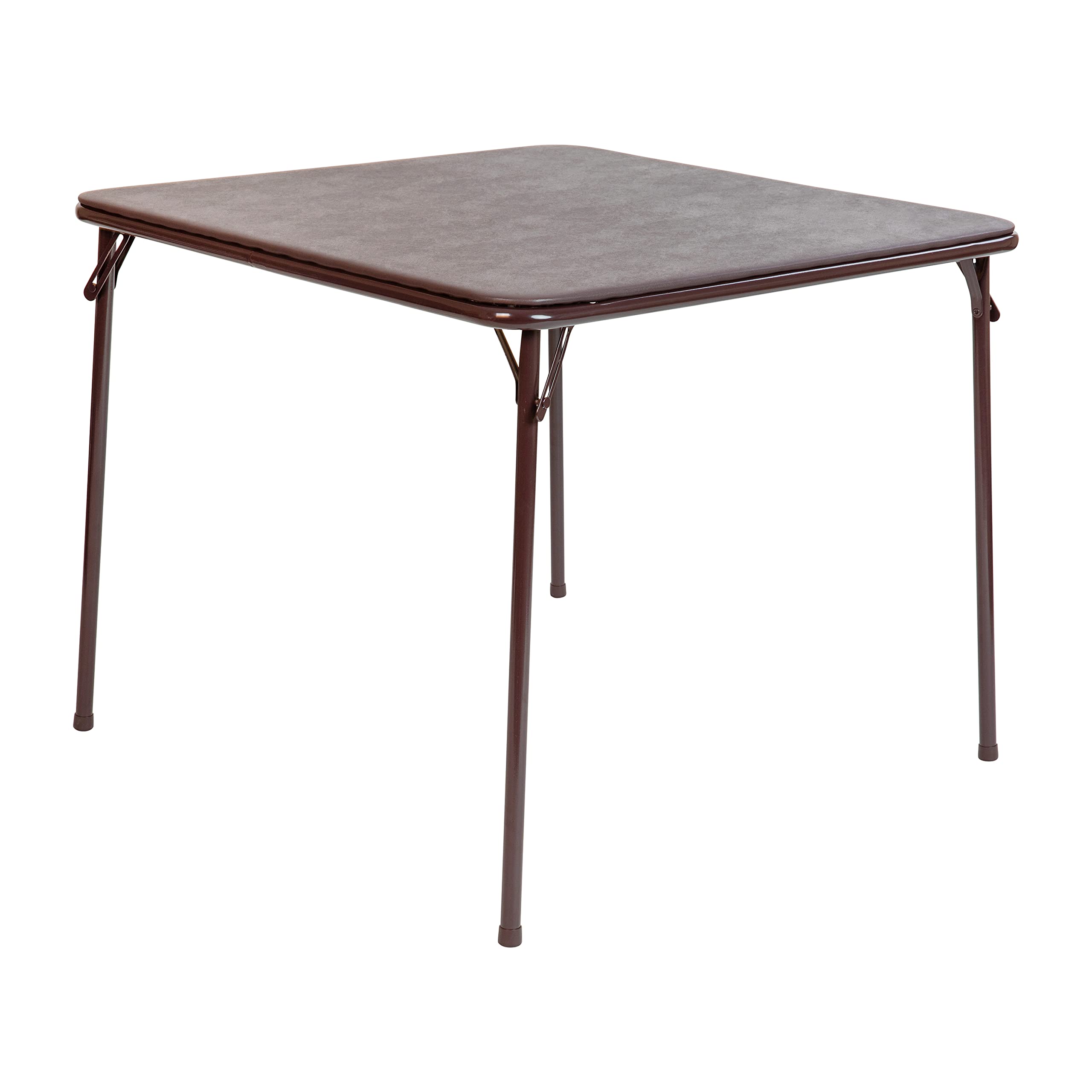 EMMA + OLIVER Brown Foldable Card Table with Vinyl Table Top - Game Table - Portable Table