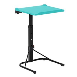 maarch folding tv tray table, adjustable tv dinner table, foldable tray table for eating and laptops, wall mountable, light blue