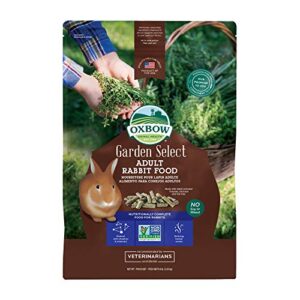 oxbow animal health garden select adult rabbit food, garden-inspired recipe for adult rabbits, no soy or wheat, non-gmo, made in the usa, 8 pound bag