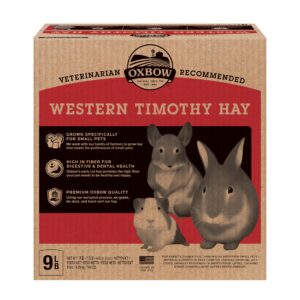 oxbow animal health western timothy hay - all natural hay for rabbits, guinea pigs, chinchillas, hamsters & gerbils-veterinarian recommended- digestive & dental health- grown in the usa- 9lb.