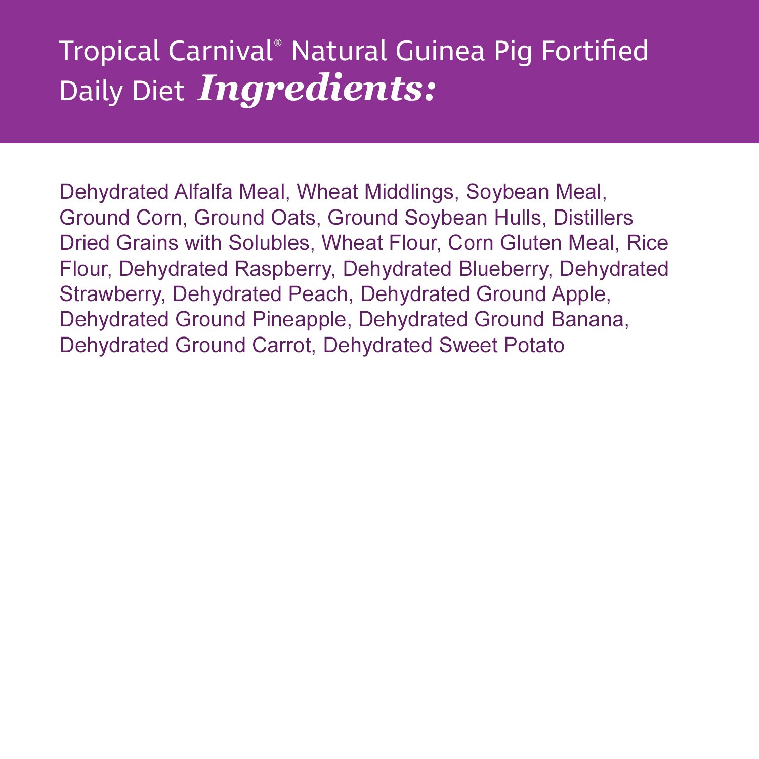 F.M. Brown's Tropical Carnival, Natural Guinea Pig Food, Vitamin-Nutrient Fortified Daily Diet with Vitamin C and High Fiber Alfalfa and Timothy Hay Pellets for Optimum Digestion, 4 lb