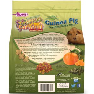 F.M. Brown's Tropical Carnival, Natural Guinea Pig Food, Vitamin-Nutrient Fortified Daily Diet with Vitamin C and High Fiber Alfalfa and Timothy Hay Pellets for Optimum Digestion, 4 lb