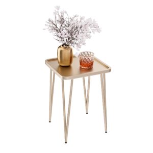 palama square side table, small side table for small spaces, small metal end table, easy assembly champagne gold bedside table, small table outoor, single plant stand indoor