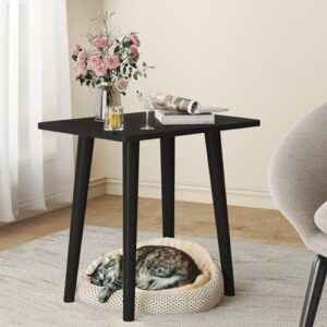 mirrotowel side table, small table, modern home decor bedside table for living room bedroom balcony office,easy to assemble（black）