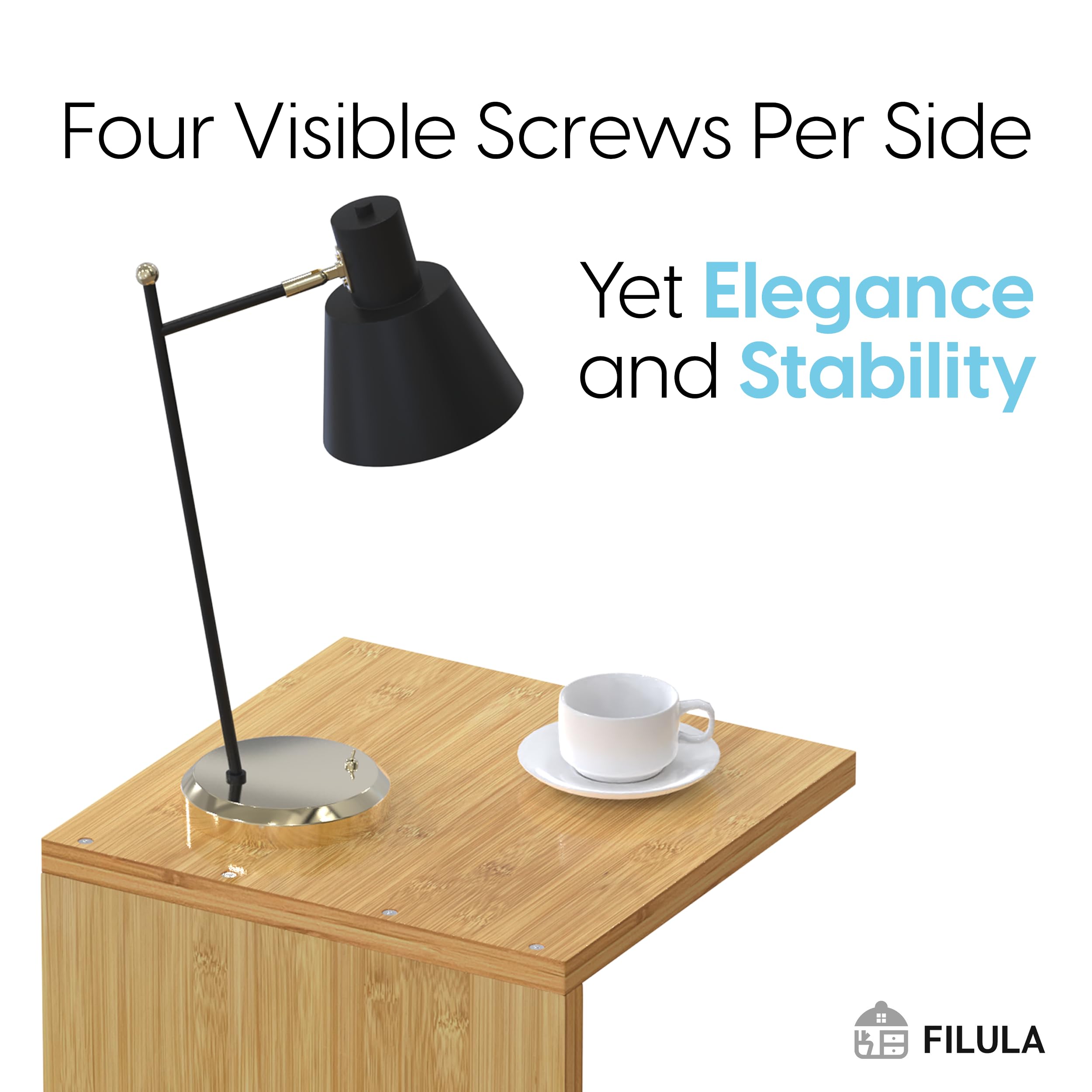 FILULA - Bamboo C Table and Coffee Table - All-in-One Solution for End Table, Coffee Table, Tray Table, Storage Bench, and Beyond