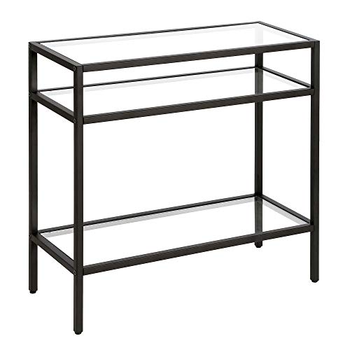 Henn&Hart 24" Wide Rectangular Side Table in Blackened Bronze, Table for Living Room, Bedroom