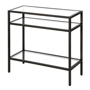 Henn&Hart 24" Wide Rectangular Side Table in Blackened Bronze, Table for Living Room, Bedroom