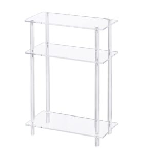 hmyhum acrylic narrow side table for small spaces, 7" wide skinny nightstand/bedside table for bedroom, slim small end table, 3 tier, 15.7" l x 22.9" h, clear