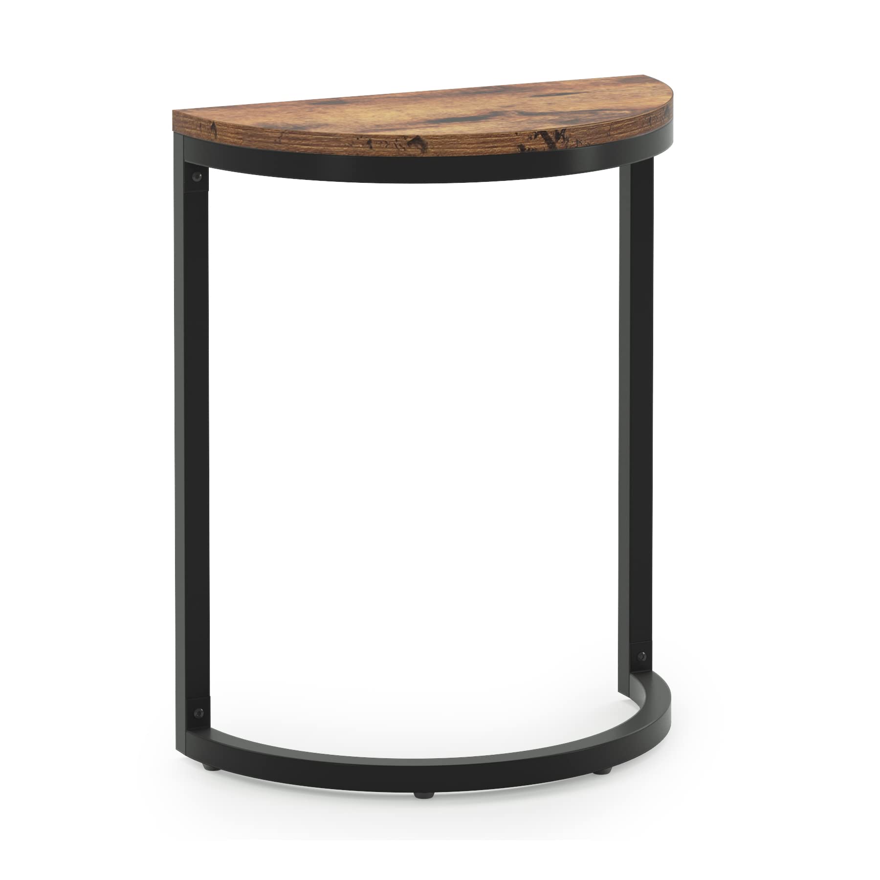 Tribesigns End Table Semi Circle, Small Half Round Side Table with Metal Frame, Wood Accent Table Slim C Table for Sofa Couch Living Room, Easy Assembly, 19.69" L x 9.84" W x 23.62" H