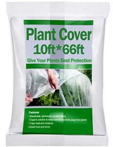 wohohoho plant cover freeze protection 10ft x 66ft, 1.3oz/yd² heavy duty plant blanket, frost protection down to -5°c/23°f, anti-uv, reusable garden floating row cover for plants vegetable fruits