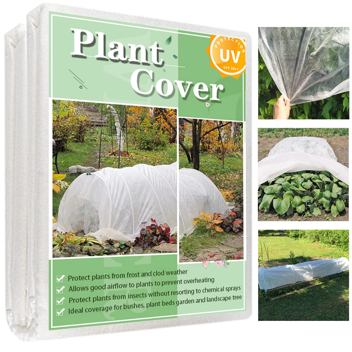 HORTIFAN Plant Covers Freeze Protection, 10FT x 50FT 0.9oz Reusable Floating Row Cover Plant Blankets Frost Cloth for Clod Winter Frost Sun Pest Protection