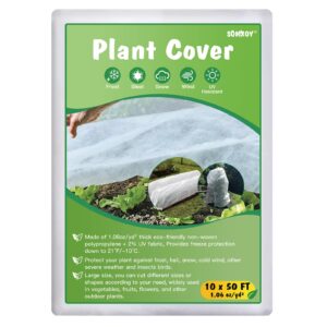 somxoy 10x50ft plant cover freeze protection 1.06 oz/yd² thick frost cloth blanket plant protector reusable floating row tree covers for garden outdoor