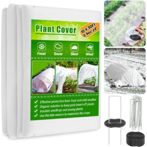 conmacro plant covers freeze protection, 10 ft x 30 ft 0.9oz floating row cover garden fabric for vegetables raised beds, outdoor frost cloth frost protection plant blankets for winter sun pest