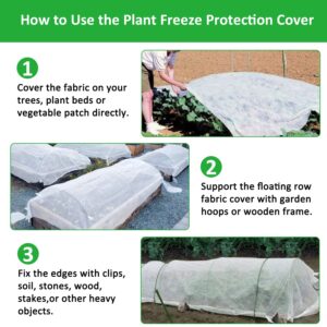 Toolifer Plant Covers Freeze Protection, 10x50FT Rectangular Plant Blanket for Winter, Reusable Floating Row Fabric Cover Frost Cloth for Snow Sleet Wind Pest Protection(No Frame or Hoops Include)