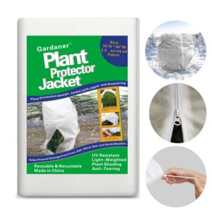 gardaner plant covers freeze protection & plant frost blanket - 2.5 oz/yd² 85 x 75 inch for winter cold weather, reusable shrub jacket covers with zipper & drawstring