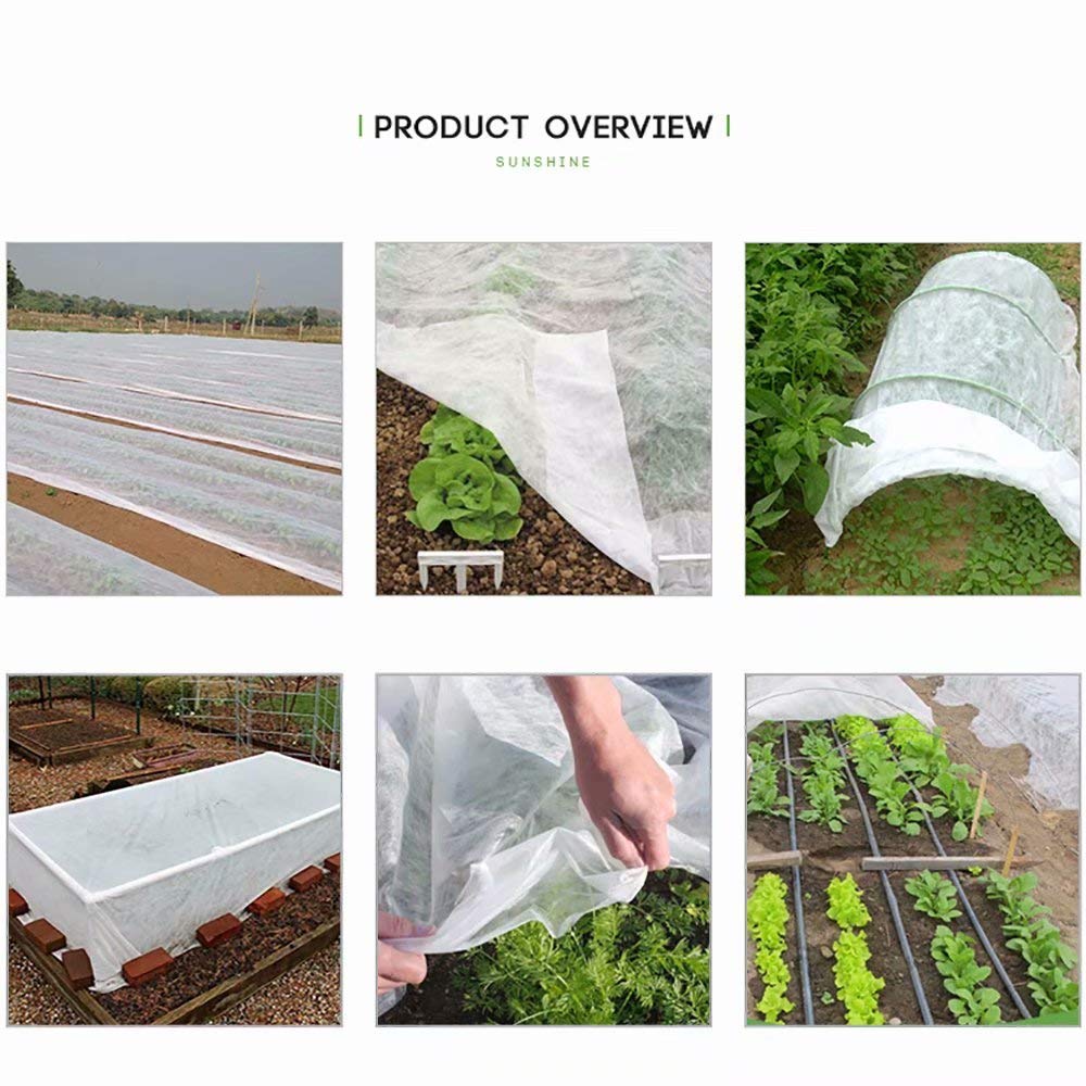 Agfabric Plant Covers Freeze Protection 5'x50' 0.55oz Frost Blankets for Plants Drawstring Bags Shrub Blanket,White