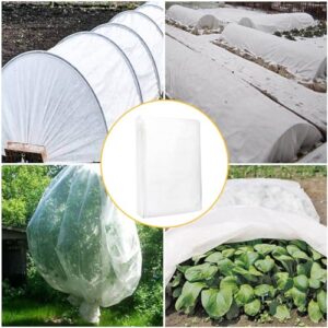 10 X 30FT Plant Covers Freeze Protection, White Nonwoven Fabric Frost Blankets for Outdoor Plants with 20Pcs Stainless Steel Clips, Plant Covers for Winter Greenhouse Frost Sun Shade Protection