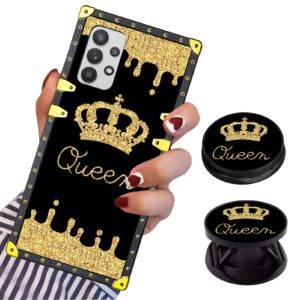 lsl compatible with samsung galaxy a52 5g phone case, queen golden crown luxury tpu plating corner shockproof protection cover for women girls, for samsung galaxy a52 5g