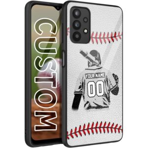 personalized baseball vs name number us flag decor rubber cover phone case for samsung galaxy a15/a25/a14/a54/a53/a03s/a02s/a12/a13/a32/a42/a51/a52/a71 custom baseball phone case (baseball batter)