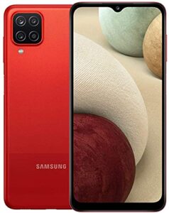 samsung galaxy a12 nacho (32gb, 3gb) 6.5" hd+, quad camera, 5000mah battery, gsm unlocked global 4g volte (not verizon/boost) international model a127f/dsn with fast car charger bundle (red)