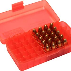 MTM 50 Round Flip-Top Ammo Box 380/9MM Cal (Clear Red)