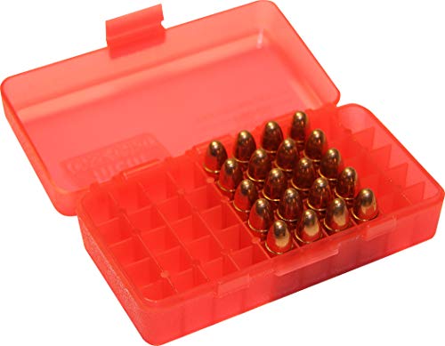 MTM 50 Round Flip-Top Ammo Box 380/9MM Cal (Clear Red)