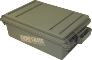 mtm acr4-18 ammo crate utility box-carry up to 65lbs of gear-stackable design, double padlock for security - water-resistant o-ring seal - army green