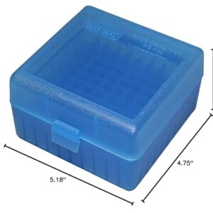 MTM 100 Round Rifle Ammo Box 17, 204, 223, 5.56x45, 6x47, Clear Blue