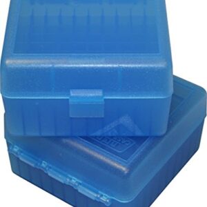 MTM 100 Round Rifle Ammo Box 17, 204, 223, 5.56x45, 6x47, Clear Blue