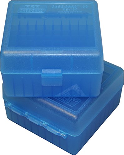 MTM 100 Round Rifle Ammo Box 17, 204, 223, 5.56x45, 6x47, Clear Blue