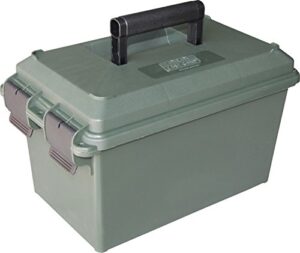 mtm ac11 ammo can for bulk ammo, lockable, water-resistant, heavy-duty dual latches, double padlock tabs, usa made, forest green