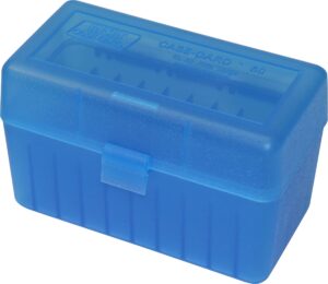 mtm 50 round flip-top rifle ammo box 270 win 280 rem 30-06, blue