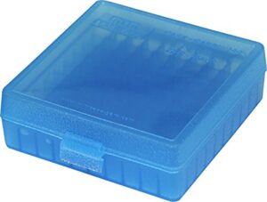 mtm p-100-22-24 22-long rifle 100 round flip-top ammo box clear blue, small