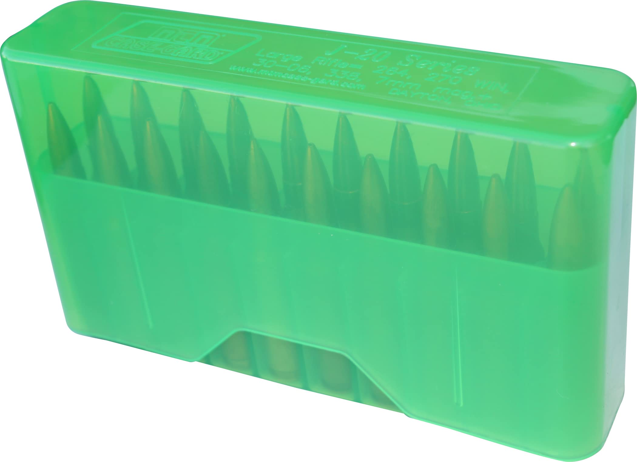 MTM 20 Round Slip-Top Rifle Ammo Box, Clear Green, Large