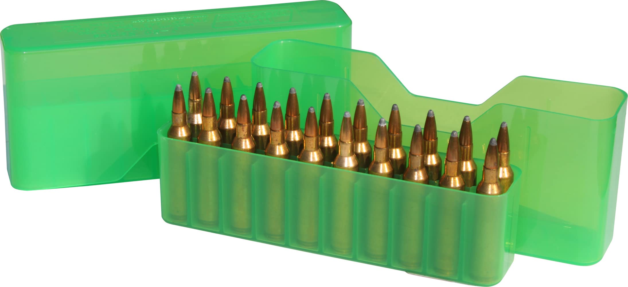 MTM 20 Round Slip-Top Rifle Ammo Box, Clear Green, Large