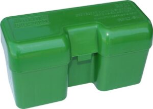 mtm 22 round flip-top rifle ammo box 300-375 rem ultra mag, 416 rigby (large mag, green)