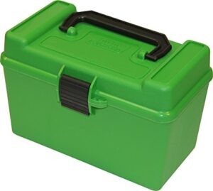 mtm h50-r-mag deluxe 50-round rifle ammo box 300 win mag 30-30 375 h&h 7mm rem mag, green