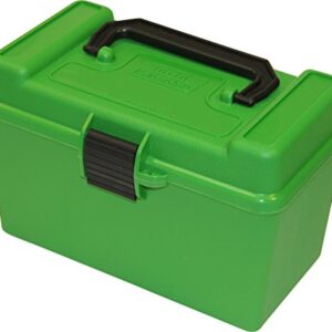 MTM H50-R-MAG Deluxe 50-Round Rifle Ammo Box 300 Win Mag 30-30 375 H&H 7mm Rem Mag, Green