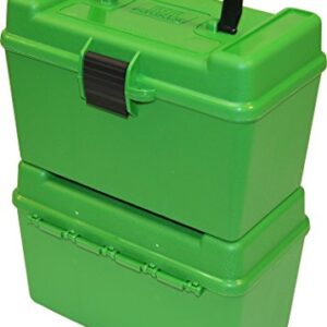 MTM H50-R-MAG Deluxe 50-Round Rifle Ammo Box 300 Win Mag 30-30 375 H&H 7mm Rem Mag, Green