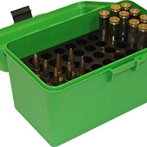 MTM H50-R-MAG Deluxe 50-Round Rifle Ammo Box 300 Win Mag 30-30 375 H&H 7mm Rem Mag, Green