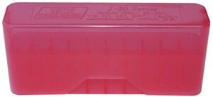 mtm case-gard j-20-m slip-top rifle ammo box (20-round),clear red,medium