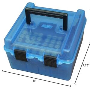 MTM R-100-MAG-24 Deluxe Ammo Box 100 Round Handle WSM WSSM Ultra Mag, USA Made, Clear Blue