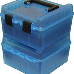 MTM R-100-MAG-24 Deluxe Ammo Box 100 Round Handle WSM WSSM Ultra Mag, USA Made, Clear Blue