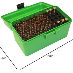 MTM H50-RL Deluxe 50 Round Rifle Ammo Box 25-06 Rem, 270 Win., 30-06 Spr., 7x57 Mauser, Green, Large (H50-RL-10)