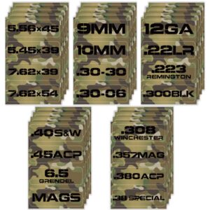 aolamegs ammo can vinyl sticker set, caliber decal labels for ammo cans(80 pack/20 varieties camo green)