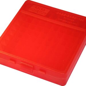 MTM Plastic Ammo Box, Clear RED 100 Round 40 S&W / 45 ACP (2)