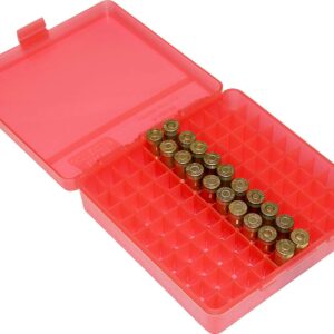 MTM Plastic Ammo Box, Clear RED 100 Round 40 S&W / 45 ACP (2)