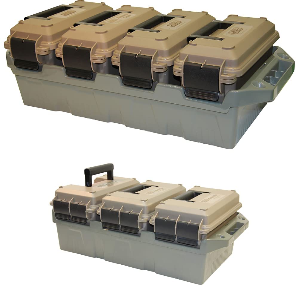 MTM AC4C Ammo Crate (4-Can) Brown, 30 caliber & MTM AC3C 3-Can Ammo Crate 50 Caliber, Tan, UNKNOWN