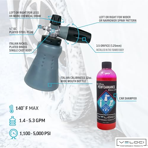 MTM Hydro PF22 Foam Cannon with Wide Mouth Bottle, 16 oz. Bottle of Car Wash Soap Included